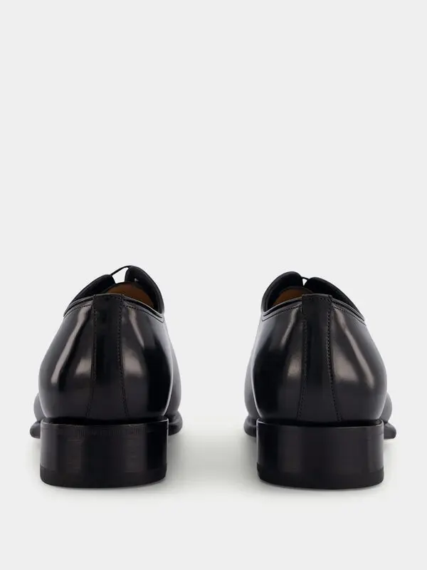 Santoni Polished Leather Oxford Shoes - Black
