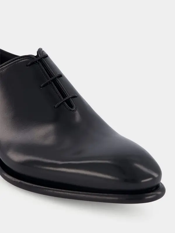 Santoni Polished Leather Oxford Shoes - Black