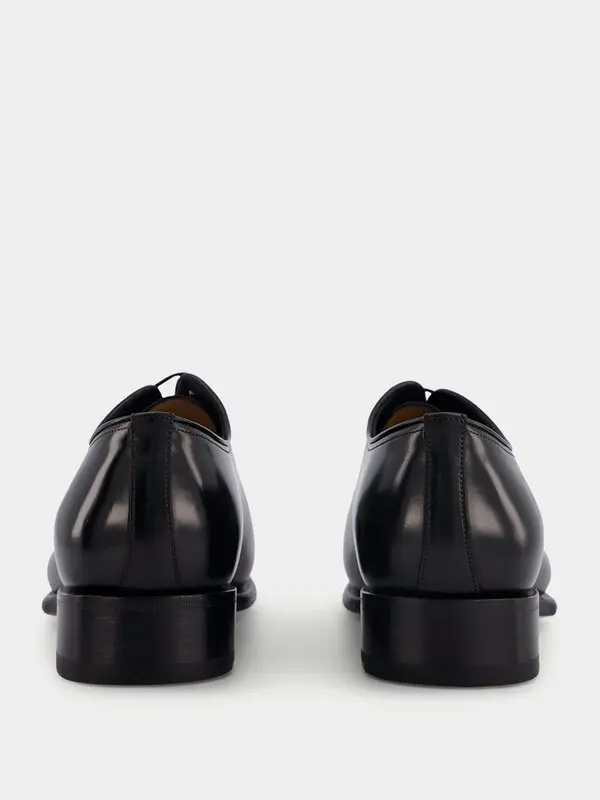 Santoni Polished Leather Oxford Shoes - Black
