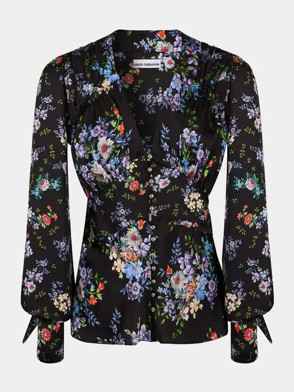 Rabanne Long Sleeve Silk Blouse