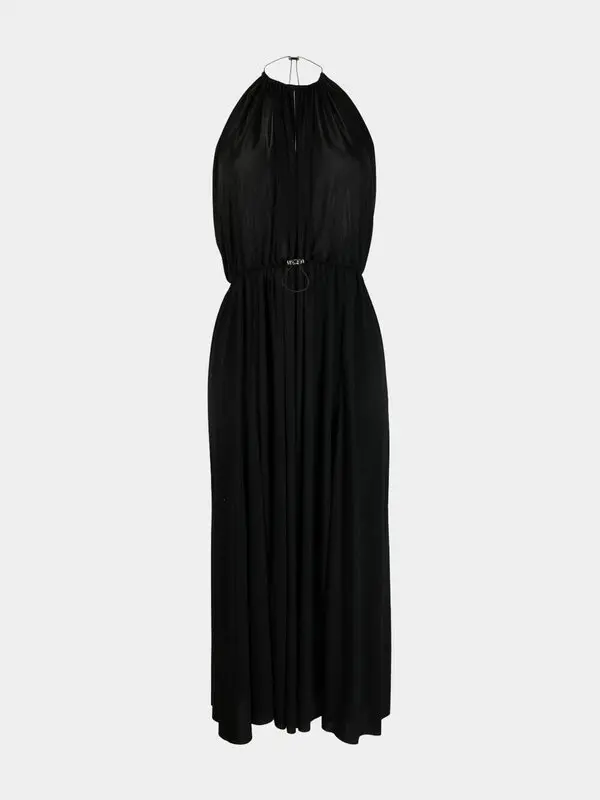 Miu Miu Organzine Midi Dress - Black