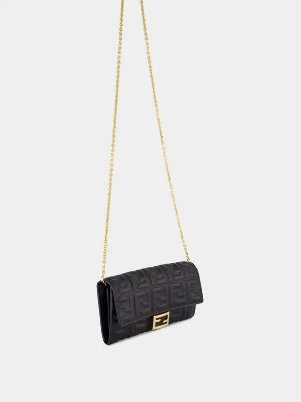 Fendi Baguette Continental Wallet With Chain Strap - Black