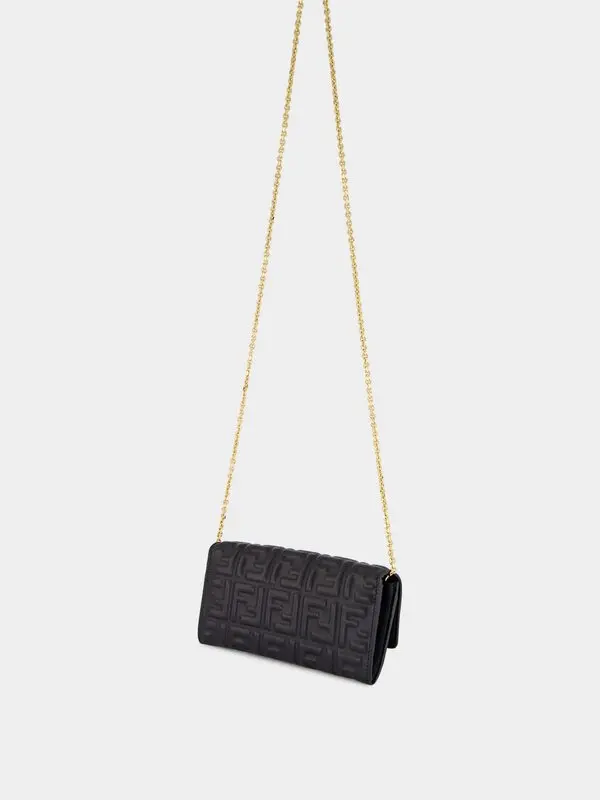 Fendi Baguette Continental Wallet With Chain Strap - Black
