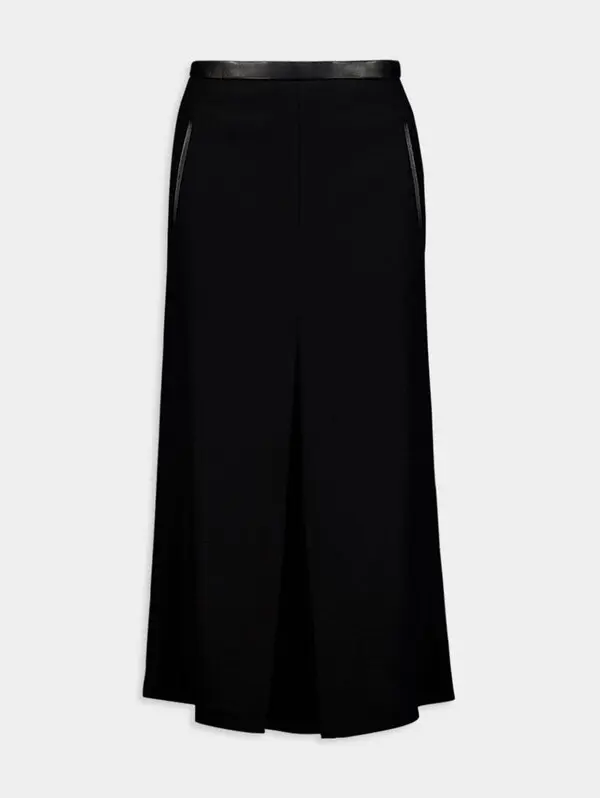 Saint Laurent Midi Skirt In Wool Jersey - Black