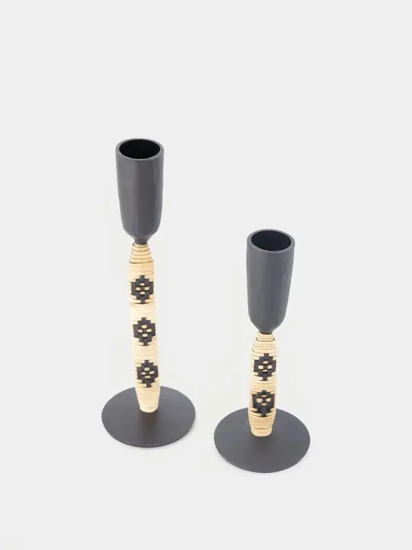 Madam Stoltz Set Of Two Iron Candle Holders