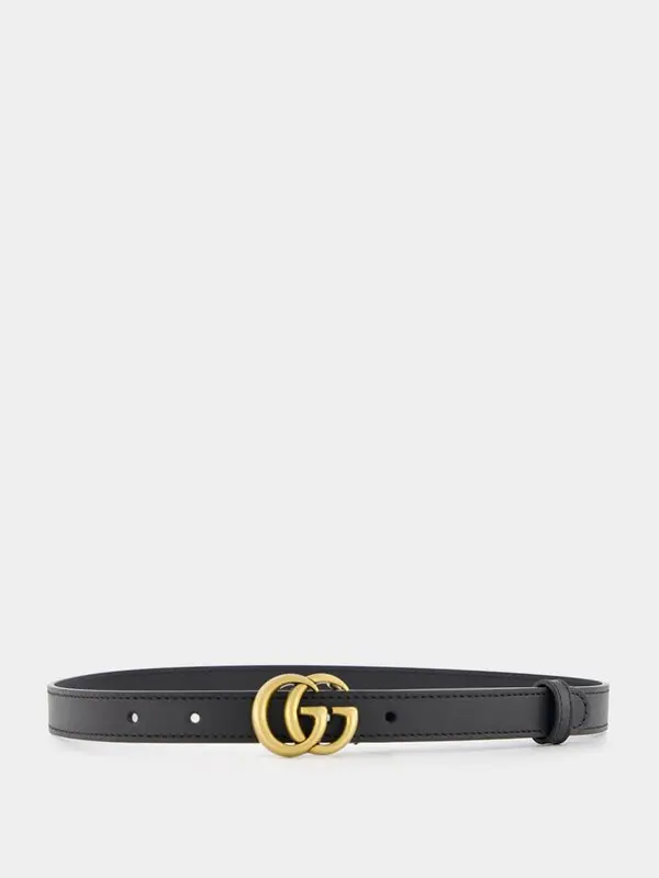 Gucci Leather Belt With Double G Buckle - Black