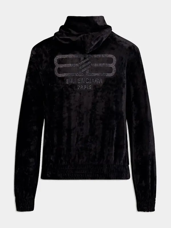 Balenciaga Bb Paris Strass Fitted Zip-up Hoodie