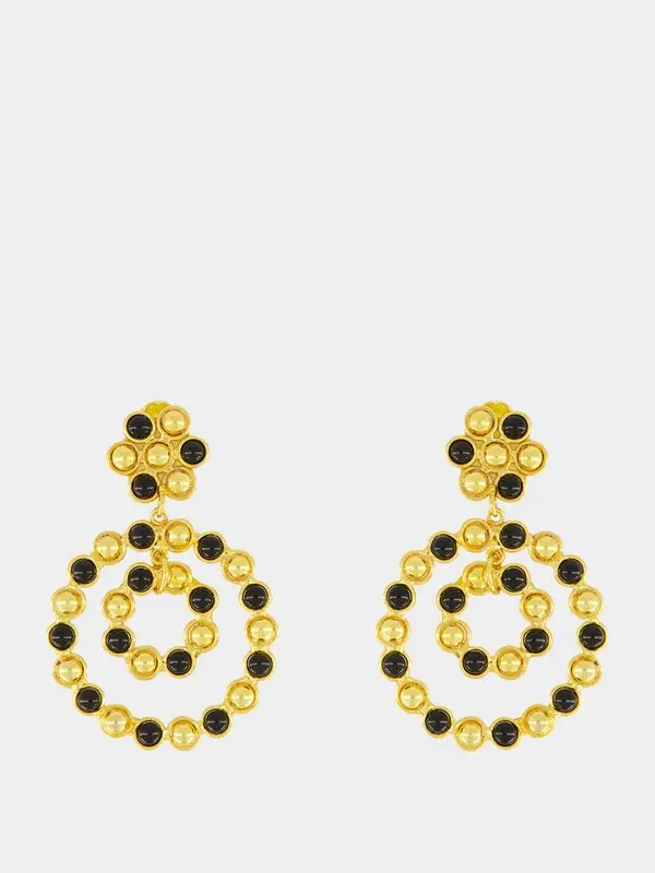 Sylvia Toledano Happy Flower Earrings With Black Onyx - Gold