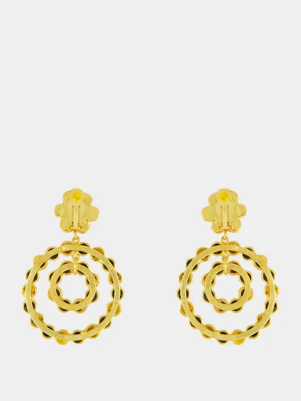 Sylvia Toledano Happy Flower Earrings With Black Onyx - Gold
