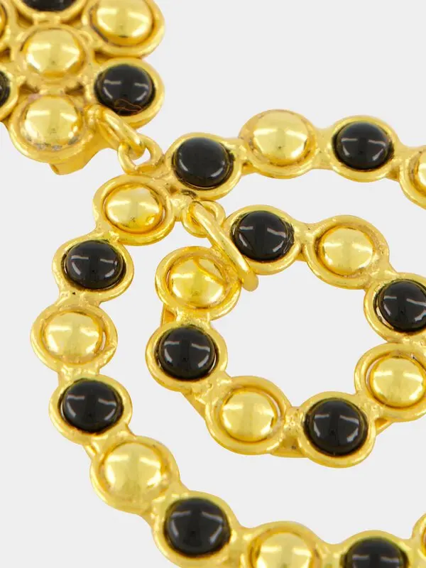 Sylvia Toledano Happy Flower Earrings With Black Onyx - Gold