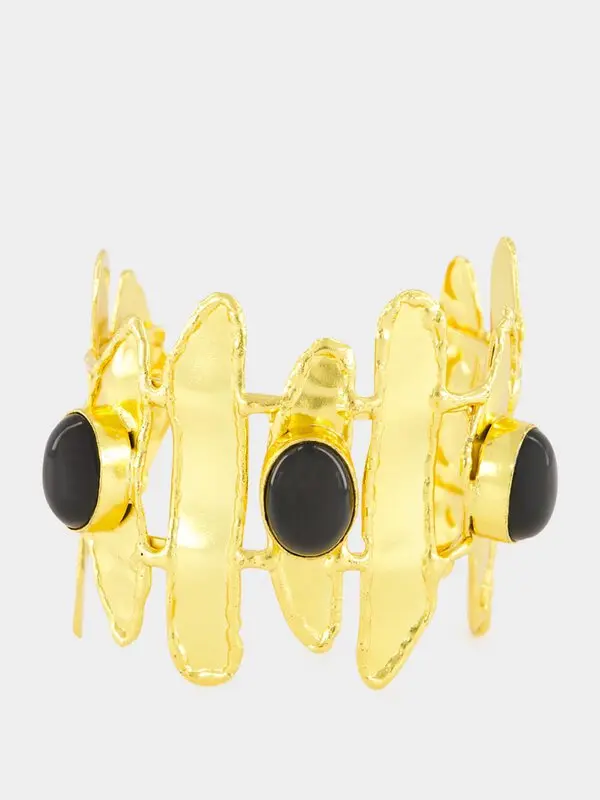 Sylvia Toledano Brutalist Cuff With Black Onyx - Gold
