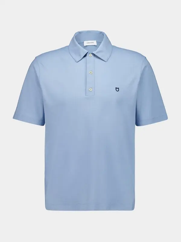 FERRAGAMO Cotton Jersey Polo Shirt - Blue
