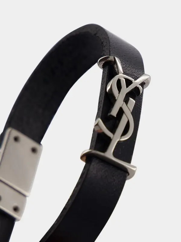 Saint Laurent Cassandre Leather Bracelet