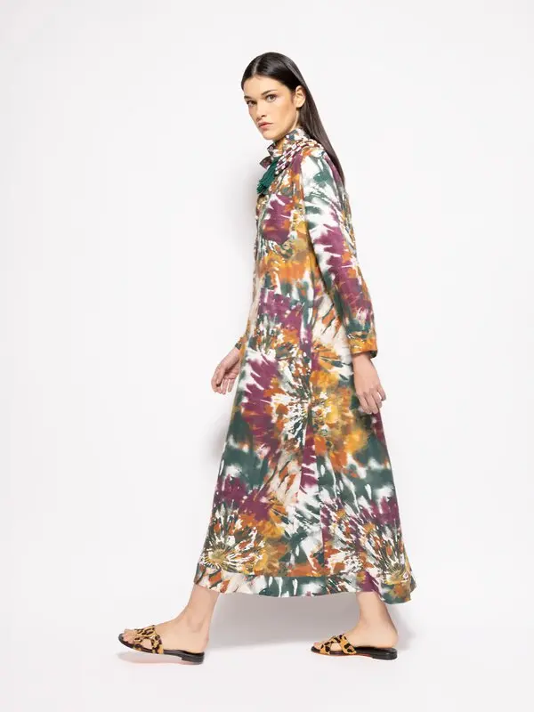 PAULA Vera Ocotillo Print Linen Maxi Dress