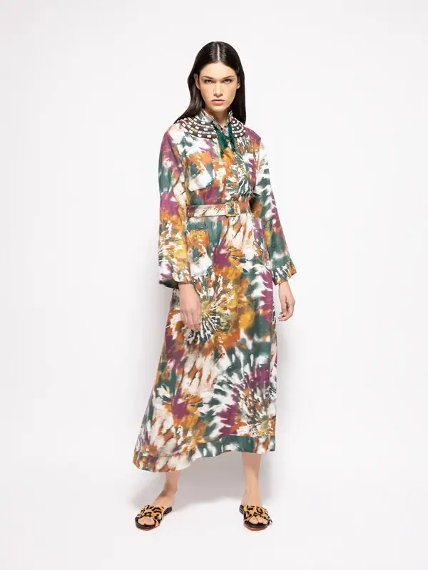 PAULA Vera Ocotillo Print Linen Maxi Dress