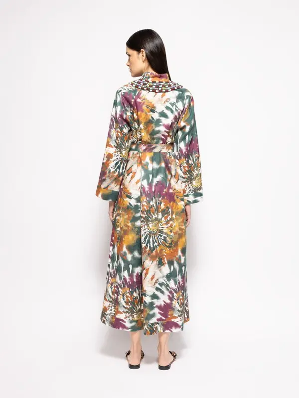 PAULA Vera Ocotillo Print Linen Maxi Dress