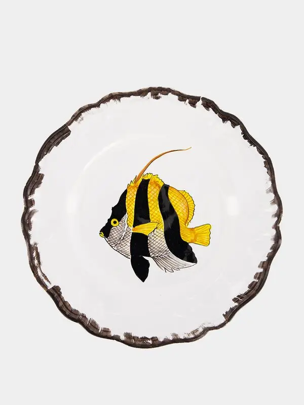 LES-OTTOMANS La Menagerie D'ete Fish Dinner Plate - Black