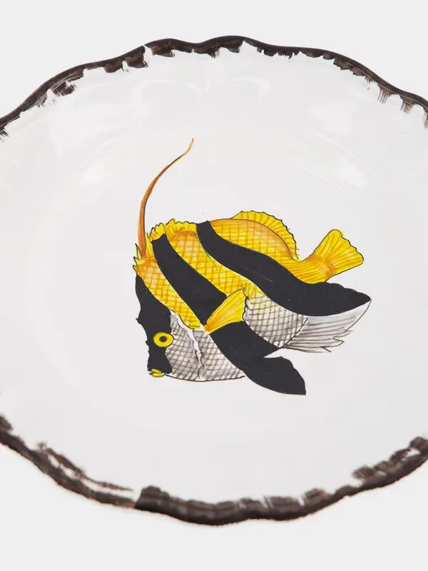 LES-OTTOMANS La Menagerie D'ete Fish Dinner Plate - Black