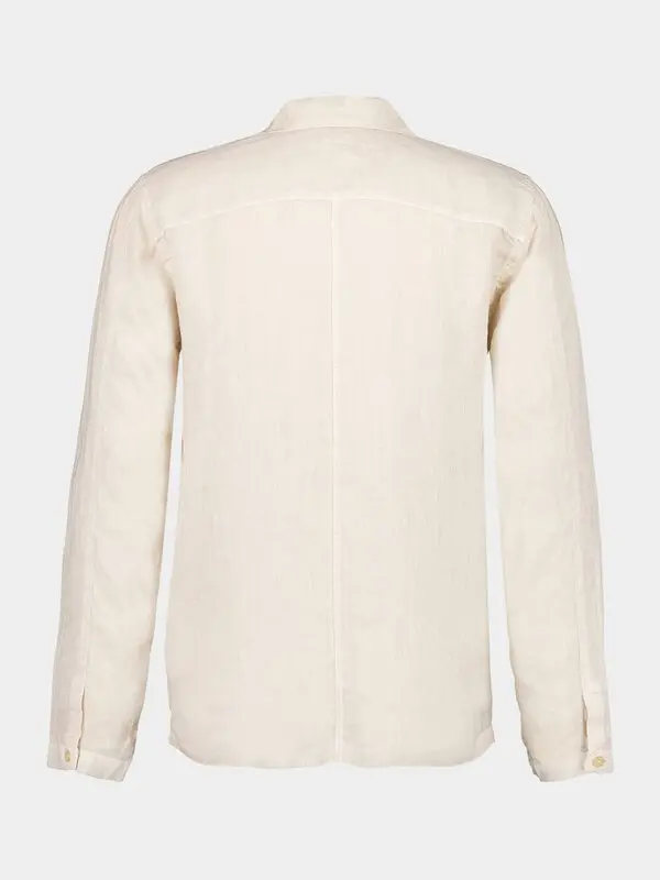 120% Lino Safari Soft Fade Linen Shirt With Pockets - Cream
