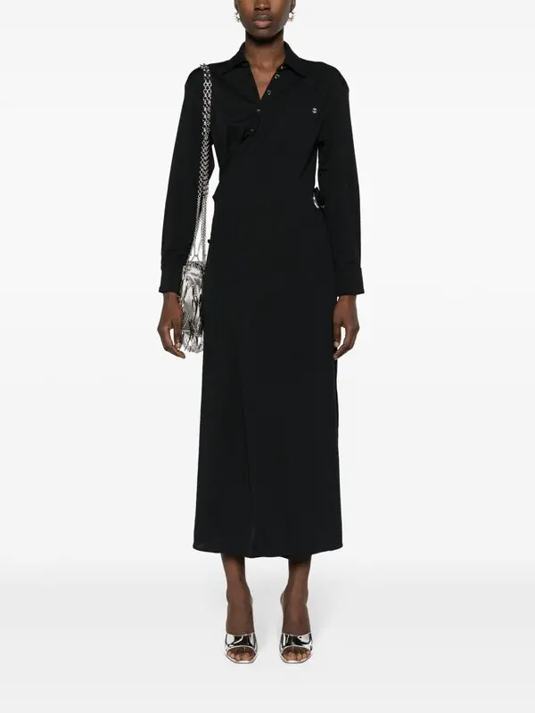 Rabanne Ruched Midi Wrap Dress - Black