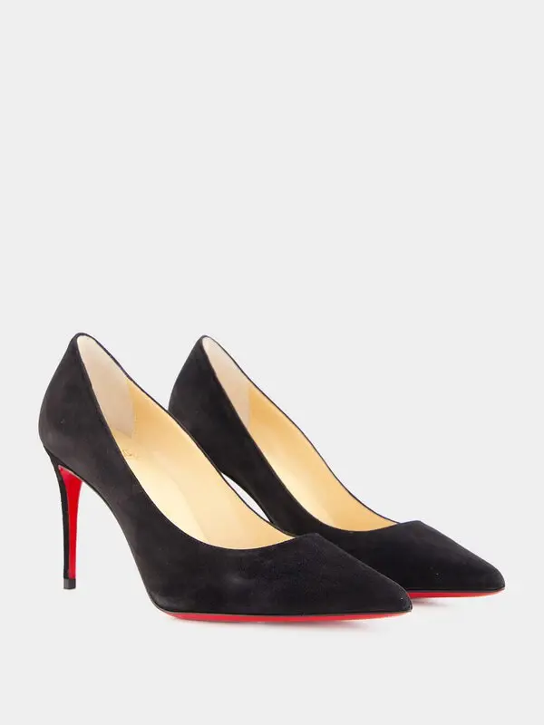 CHRISTIAN LOUBOUTIN Kate 85mm Suede Pumps - Black | Editorialist