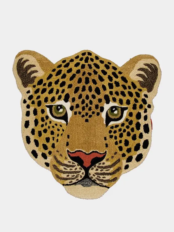 DOING GOODS Himani Leopard Head Rug - Black