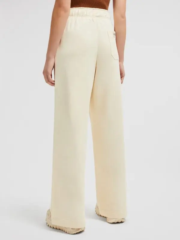 Moncler Cotton Fleece Wide-leg Track Pants - Cream