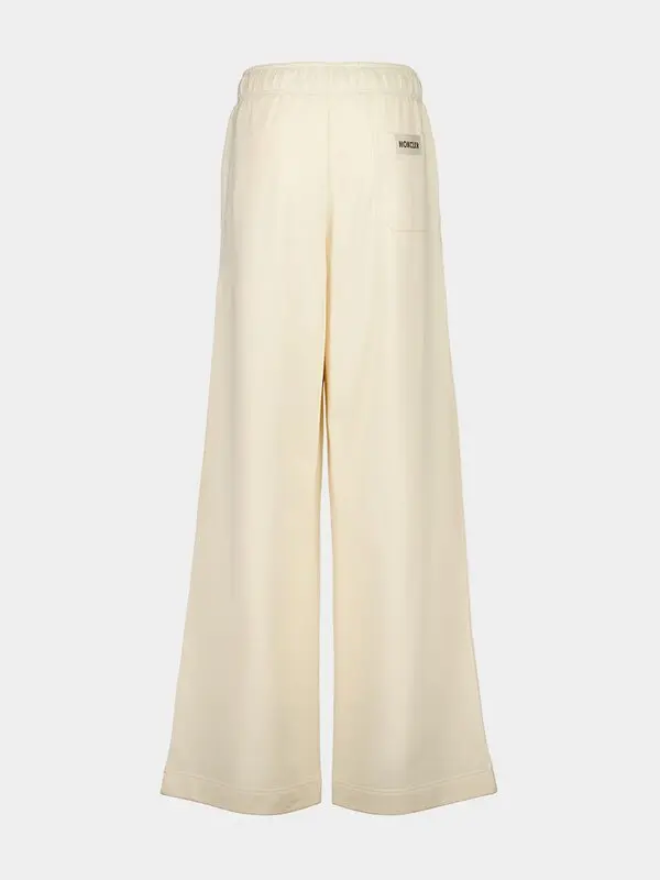 Moncler Cotton Fleece Wide-leg Track Pants - Cream
