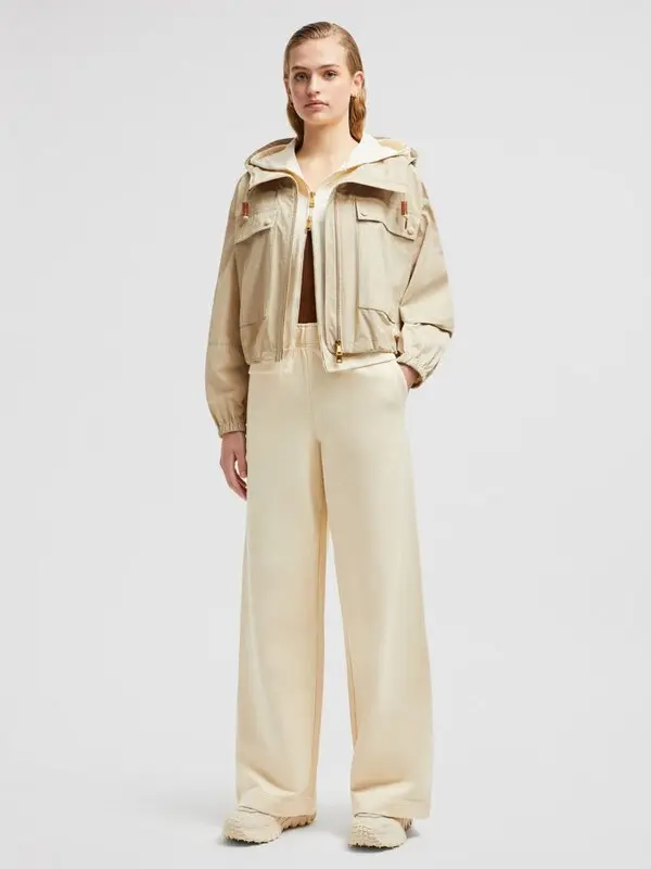 Moncler Cotton Fleece Wide-leg Track Pants - Cream