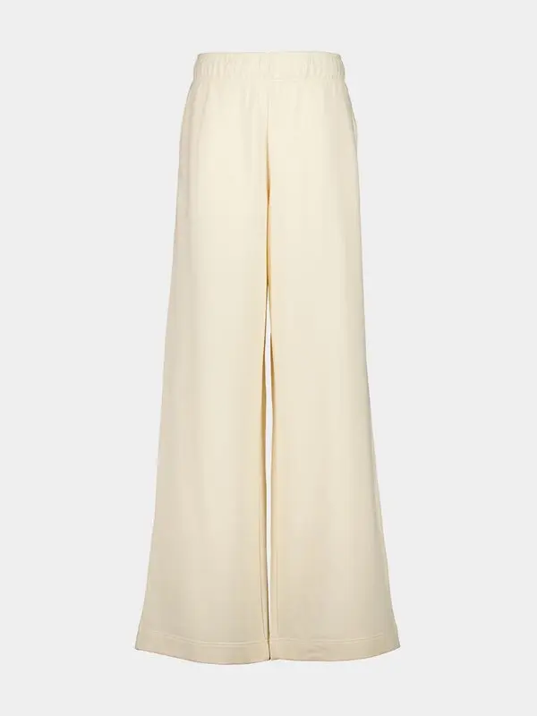 Moncler Cotton Fleece Wide-leg Track Pants - Cream