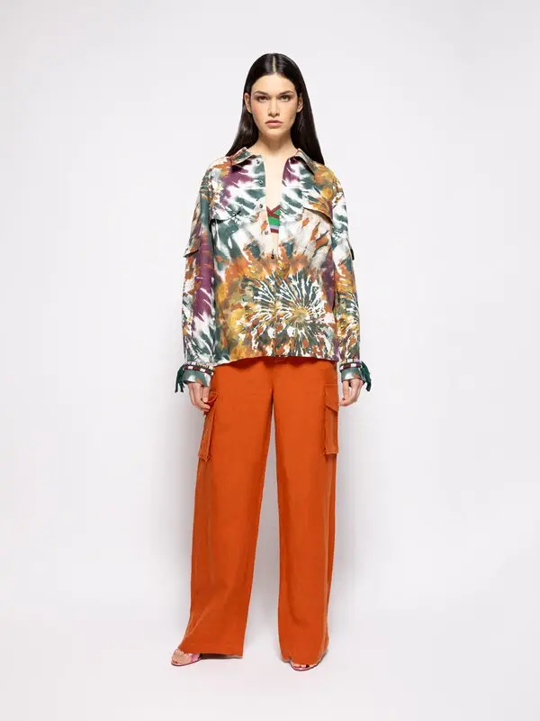 PAULA Ocotillo Printed Hand-beaded Embellished Linen Overshirt - Cream