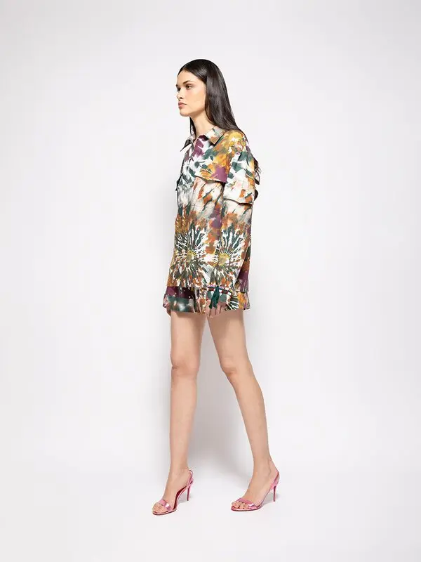 PAULA Ocotillo Printed Hand-beaded Embellished Linen Overshirt - Cream