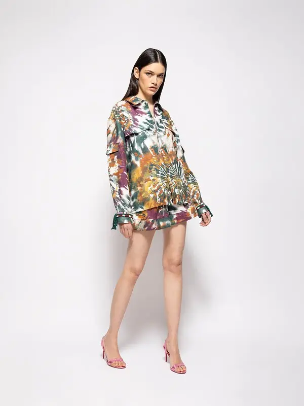 PAULA Ocotillo Printed Hand-beaded Embellished Linen Overshirt - Cream