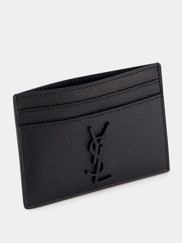 Saint Laurent Logo Plaque Leather Card Holder