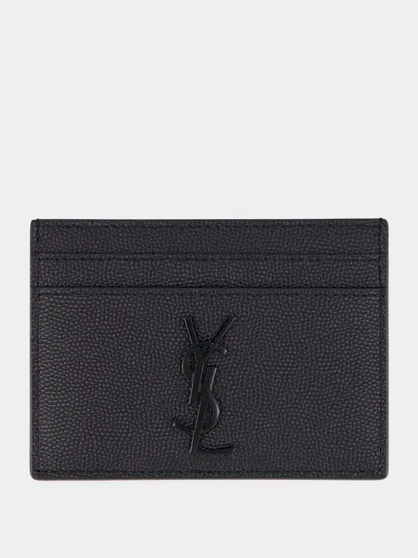 Saint Laurent Logo Plaque Leather Card Holder
