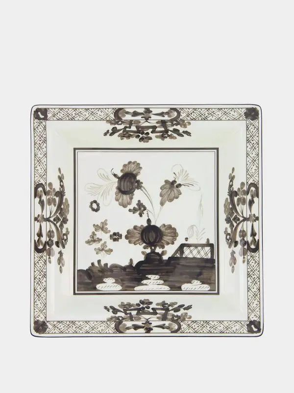 GINORI 1735 Oriente Italiano Large Albus Square Change Tray - Black