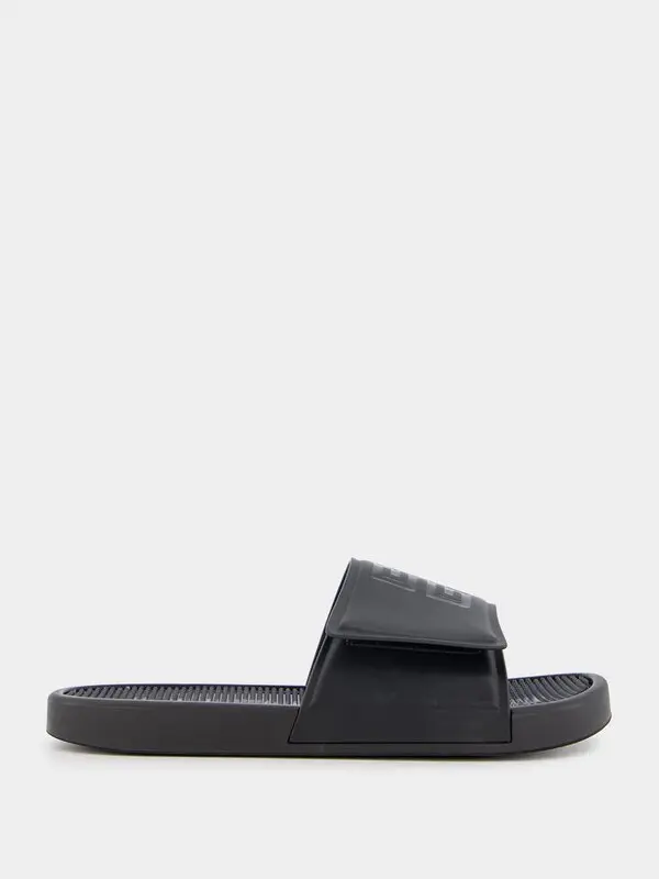 Givenchy Synthetic Leather Slide Sandals - Black