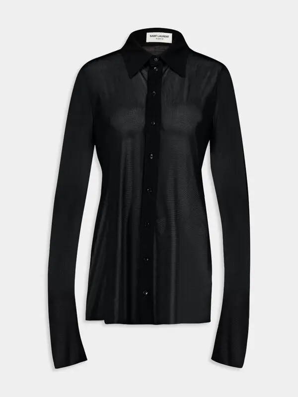 Saint Laurent Semi-sheer Crepe Jersey Shirt