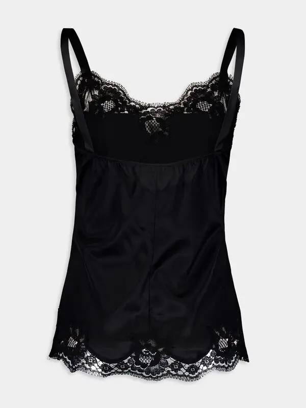 Dolce & Gabbana Lace-trim Silk Top - Black