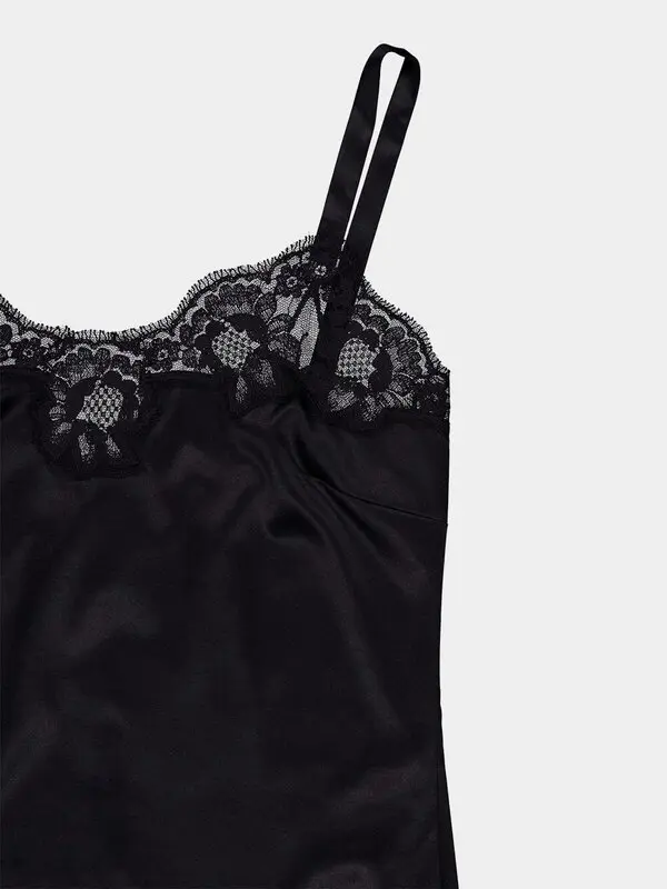 Dolce & Gabbana Lace-trim Silk Top - Black