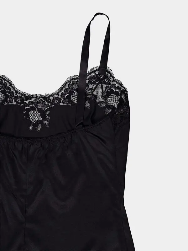 Dolce & Gabbana Lace-trim Silk Top - Black