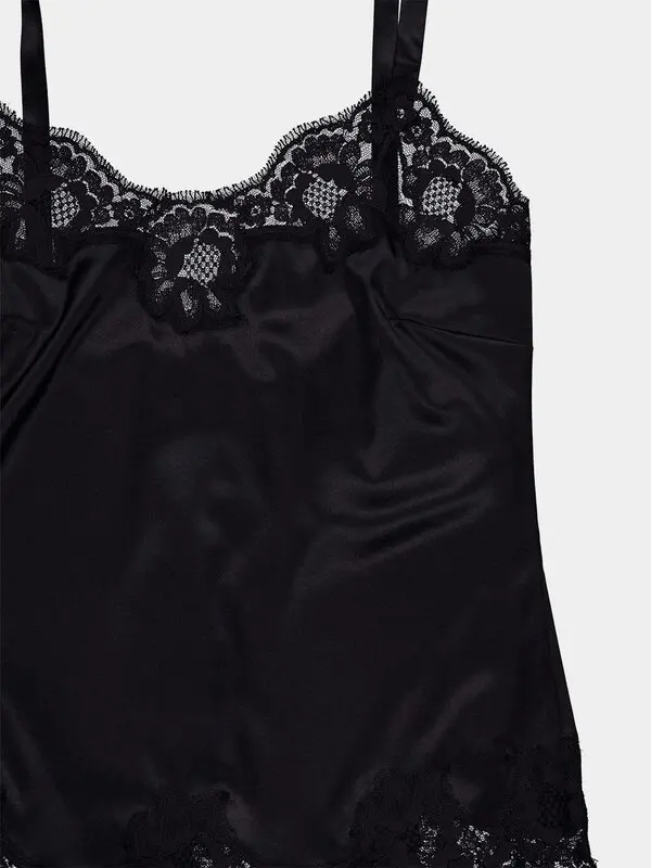 Dolce & Gabbana Lace-trim Silk Top - Black