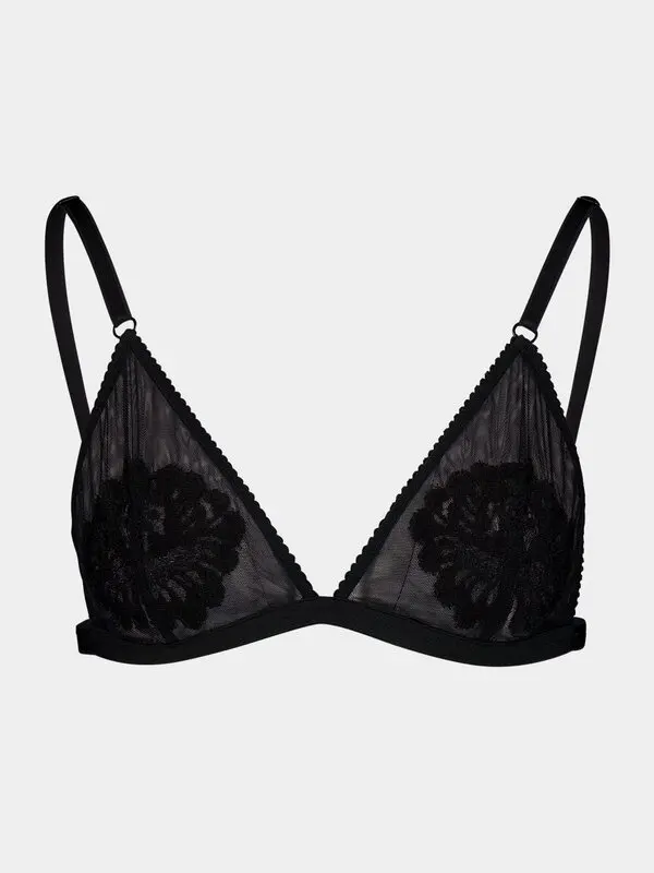 Dolce & Gabbana Tulle And Lace Triangle Bra - Black