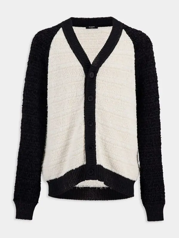 Balmain Tweed Signature Cardigan - Black