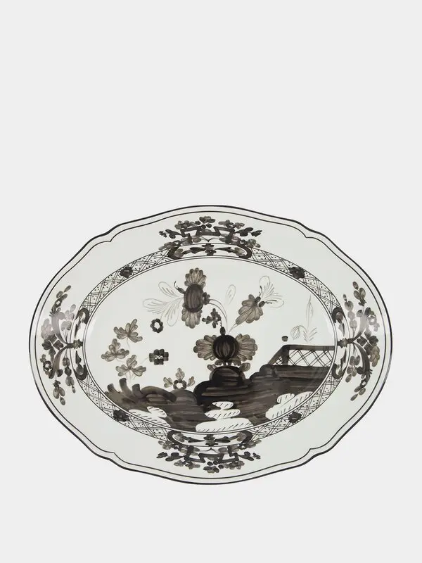 GINORI 1735 Oriente Italiano Albus Oval Platter - Black