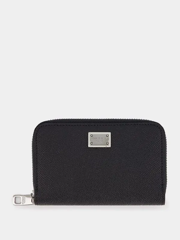 Dolce & Gabbana Small Calfskin Zip-around Logo Tag Wallet