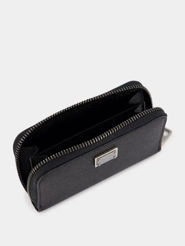 Dolce & Gabbana Small Calfskin Zip-around Logo Tag Wallet