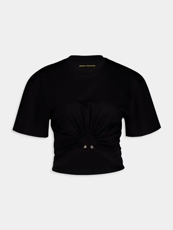 Rabanne Jersey T-shirt With Ring Detail - Black