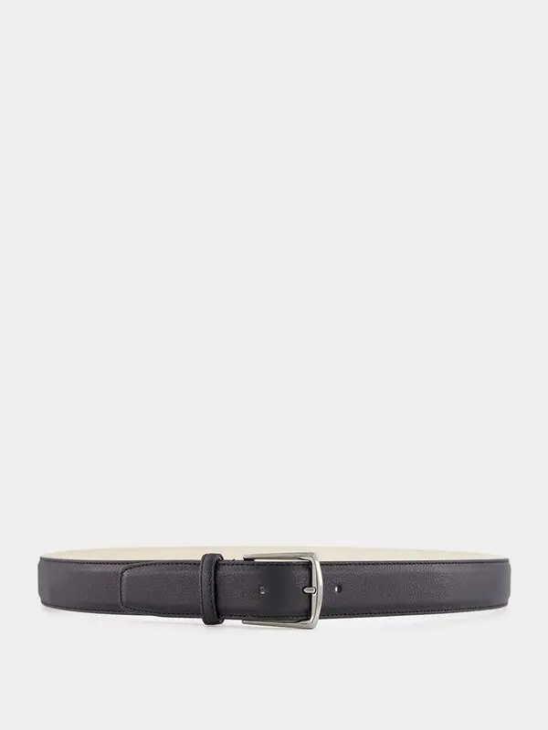 AURELIEN Grained Leather Belt - Black