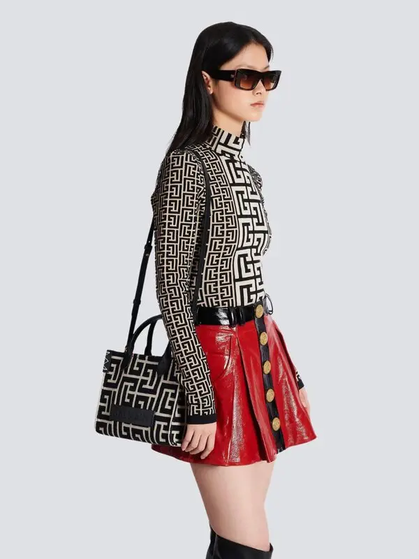 Balmain B-army Monogrammed Jacquard Tote Bag